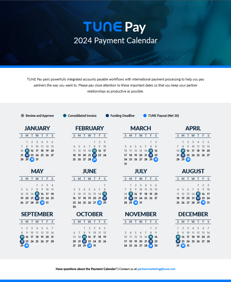 TUNE Pay Payment Calendar – TUNE