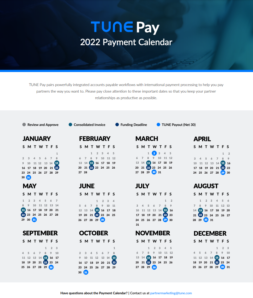 TUNE Pay Payment Calendar – TUNE